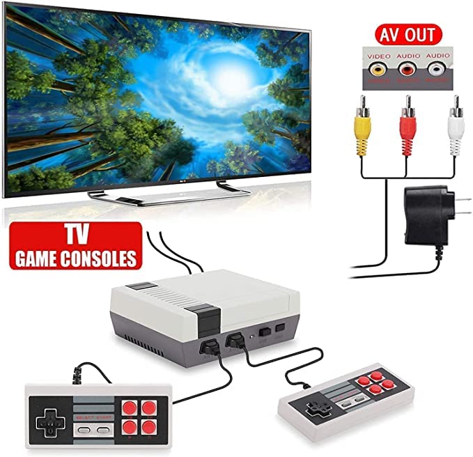 Beioerlu Retro Game Console, 620 Classic Games Console, AV Output Video Games with 2 Controllers - Gift for Kids and Adults