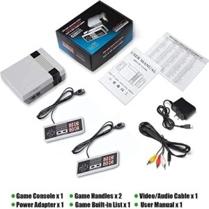 Beioerlu Retro Game Console, 620 Classic Games Console, AV Output Video Games with 2 Controllers - Gift for Kids and Adults