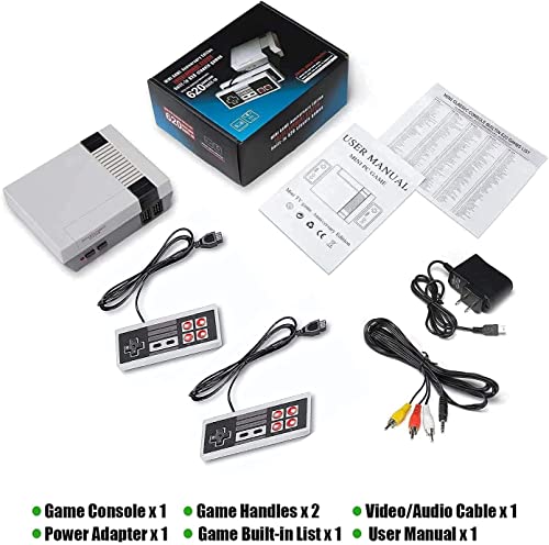 Beioerlu Retro Game Console, 620 Classic Games Console, AV Output Video Games with 2 Controllers - Gift for Kids and Adults