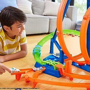 Hot Wheels Track Set, Epic Crash Dash with 5 Crash Zones, Motorized Booster and 1 Hot Wheels 1:64 Scale Toy Car, Easy Storage