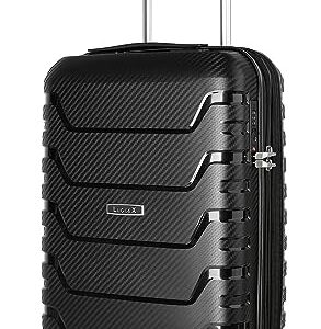 LUGGEX Carbon Fiber Pattern Carry-On Luggage 22x14x9 - Impact-Resistant PP Material - High Rebound Toughness & Anti-Explosion Zipper (Black Suitcase)…