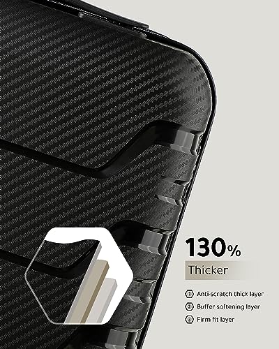 LUGGEX Carbon Fiber Pattern Carry-On Luggage 22x14x9 - Impact-Resistant PP Material - High Rebound Toughness & Anti-Explosion Zipper (Black Suitcase)…