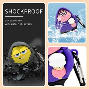 Cute Cartoon Character Airpods Case for 2nd/1st, Anti-Fall Soft Silicone Airpods 1&2nd Generation , Funny Kawaii Fashion 3D Case for AirPods 1&2nd with Keychain (Yellow)