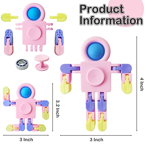 FIDWOD 8PCS Pop Fidget Spinner Toy- Transformable Sensory Robot Fingertip Toy - Party Favors Pack for Kids Adults - Stress Relief Autism Goodie Bag Stuffers - Birthday Gifts Prizes for Boys