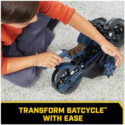 DC Comics, Batman Adventures, Batman Batcycle, Transforming 2-in-1 Batcycle & Batglider, Figure Compatible, Super Hero Kids Toy for Boys and Girls 4+