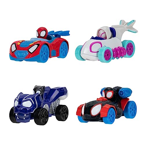 Spidey and His Amazing Friends Marvel Amazing Metals 4 Pack - Includes Spidey, Ghost-Spider, Black Panther, Miles Morales: Spider-Man - 3-Inch Die-Cast Vehicles - Superhero Toys for Kids 3 and Up