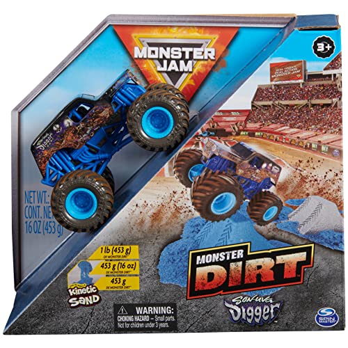 Monster Jam, Son-uva Digger Monster Dirt 1lb Playset with Official 1:64 Scale Die-Cast Monster Truck, Kids Toys for Boys Ages 3 and up