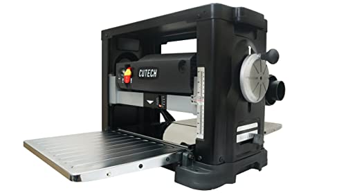 Cutech 40600H 13-Inch Spiral Cutterhead Benchtop Planer with 26 Tungsten Carbide Inserts, Single Speed Feed Rate, Snipe Minimizer, and Board Return Rollers