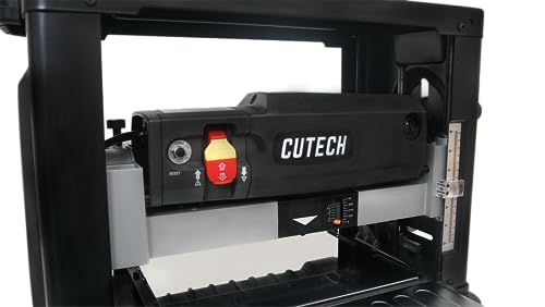 Cutech 40600H 13-Inch Spiral Cutterhead Benchtop Planer with 26 Tungsten Carbide Inserts, Single Speed Feed Rate, Snipe Minimizer, and Board Return Rollers