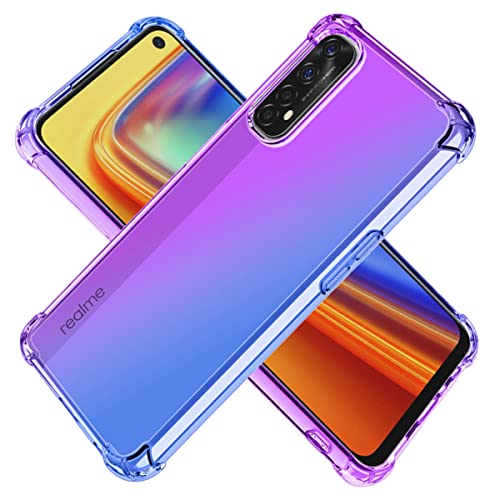 KOARWVC Case for Realme 7 4G/Realme Narzo 20 Pro Case, Crystal Clear Case Gradient Slim Anti Scratch TPU Shockproof Protective Phone Cases Cover for Realme 7 4G (Purple/Blue)