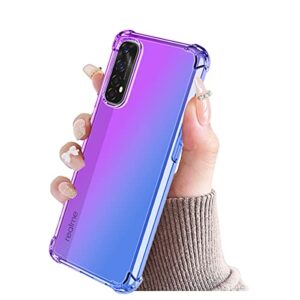 KOARWVC Case for Realme 7 4G/Realme Narzo 20 Pro Case, Crystal Clear Case Gradient Slim Anti Scratch TPU Shockproof Protective Phone Cases Cover for Realme 7 4G (Purple/Blue)