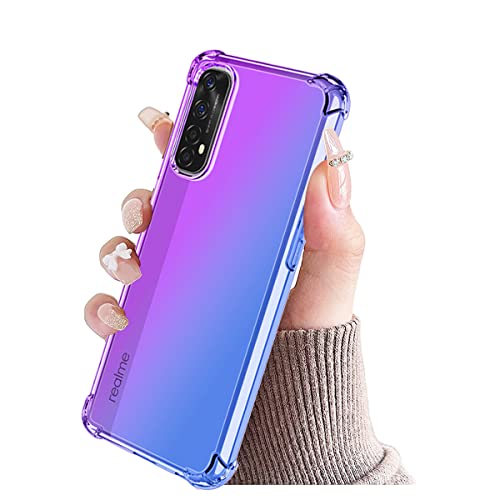 KOARWVC Case for Realme 7 4G/Realme Narzo 20 Pro Case, Crystal Clear Case Gradient Slim Anti Scratch TPU Shockproof Protective Phone Cases Cover for Realme 7 4G (Purple/Blue)