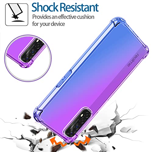 KOARWVC Case for Realme 7 4G/Realme Narzo 20 Pro Case, Crystal Clear Case Gradient Slim Anti Scratch TPU Shockproof Protective Phone Cases Cover for Realme 7 4G (Purple/Blue)