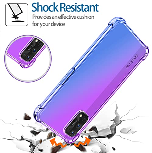 KOARWVC Case for Realme 7 Pro Case RMX2170 Case, Crystal Clear Case Gradient Slim Anti Scratch TPU Shockproof Protective Phone Cases Cover for Realme 7 Pro (Purple/Blue)