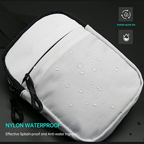 Long Keeper Mini Sling Bag - Men Women Small Waterproof Crossbody Bag Casual Phone Chest Bag for Travelling Hiking (White)