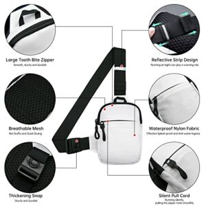 Long Keeper Mini Sling Bag - Men Women Small Waterproof Crossbody Bag Casual Phone Chest Bag for Travelling Hiking (White)