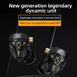 KZ DQS Dynamic Driver Semi-Open HiFi Sound in-Ear Headphones/Earphones/Earbuds, KZ Extra Bassy Drummer in Ear Monitor Headset (Black, with Microphone)