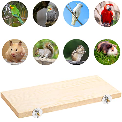 Okllen 3 Pack Bird Perch Stand, Parrot Wood Platform, Natural Wooden Perch Toys Playground Cage for Conure, Chinchilla, Parakeet, Budgie, Cockatiel