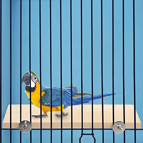 Okllen 3 Pack Bird Perch Stand, Parrot Wood Platform, Natural Wooden Perch Toys Playground Cage for Conure, Chinchilla, Parakeet, Budgie, Cockatiel