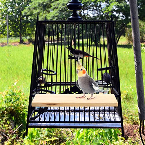 Okllen 3 Pack Bird Perch Stand, Parrot Wood Platform, Natural Wooden Perch Toys Playground Cage for Conure, Chinchilla, Parakeet, Budgie, Cockatiel