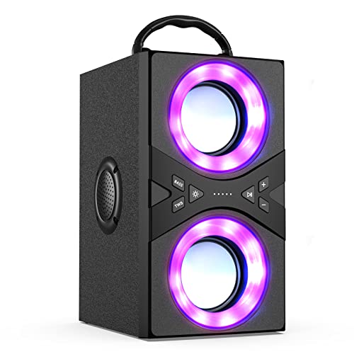 DINDIN Bluetooth Speakers, 40W(Peak) Wireless Portable Speaker with TWS, Subwoofer and Lights, 75dB Loud Stereo Sound, Rich Bass, Bluetooth 5.0 and Phone Holder, For Home Party, Outdoor Camping,Travel