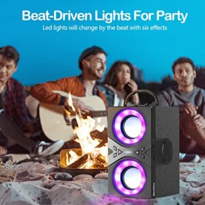 DINDIN Bluetooth Speakers, 40W(Peak) Wireless Portable Speaker with TWS, Subwoofer and Lights, 75dB Loud Stereo Sound, Rich Bass, Bluetooth 5.0 and Phone Holder, For Home Party, Outdoor Camping,Travel