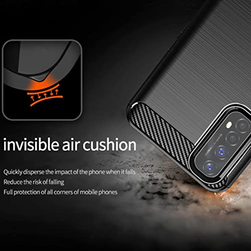 KOARWVC Phone Case for Realme 7 4G/Realme Narzo 20 Pro Case Carbon Fiber Shockproof Rugged Shield Anti-Scratch Soft TPU Back Cover Protective Cases for Realme 7 4G (Black)