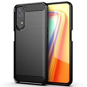 KOARWVC Phone Case for Realme 7 4G/Realme Narzo 20 Pro Case Carbon Fiber Shockproof Rugged Shield Anti-Scratch Soft TPU Back Cover Protective Cases for Realme 7 4G (Black)