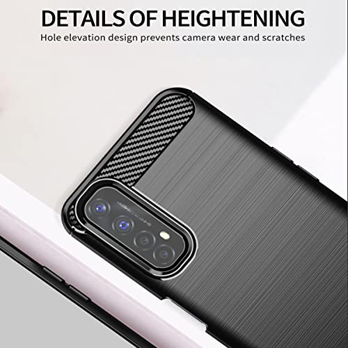 KOARWVC Phone Case for Realme 7 4G/Realme Narzo 20 Pro Case Carbon Fiber Shockproof Rugged Shield Anti-Scratch Soft TPU Back Cover Protective Cases for Realme 7 4G (Black)