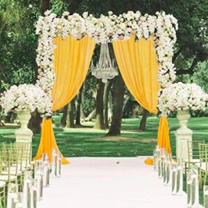 chiffon backdrop curtain 5ftx7ft gold semi-sheer curtains 2 panels gold chiffon drapes for backdrop wedding ceremony decorations (gold, 5ftx7ftx2pcs)