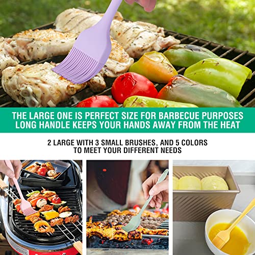 HAUSHOF Silicone Basting Pastry Brush, Heat Resistant Pastry Brush Set, One-Piece Design, Perfect for Baking, Grilling, Spreading Oil, Butter, BBQ Sauce, or Marinade, Dishwasher Safe