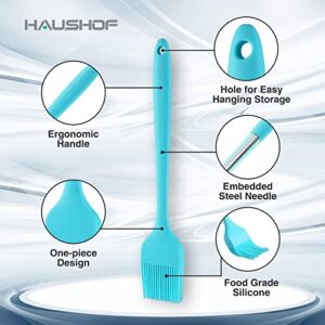 HAUSHOF Silicone Basting Pastry Brush, Heat Resistant Pastry Brush Set, One-Piece Design, Perfect for Baking, Grilling, Spreading Oil, Butter, BBQ Sauce, or Marinade, Dishwasher Safe