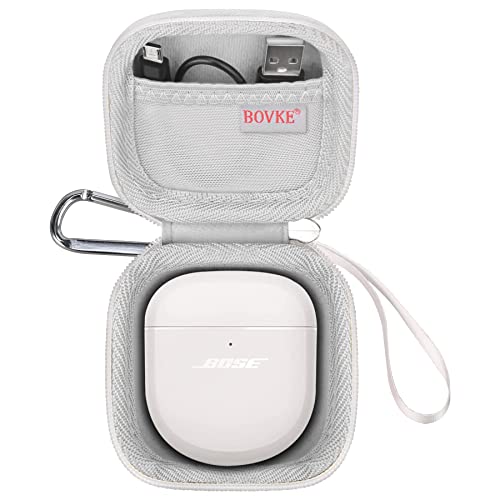 BOVKE Carrying Case for Bose QuietComfort Earbuds II/Bose QC Earbuds 2 / QuietComfort Ultra Earbuds Wireless Noise Cancelling in-Ear Headphones, Mesh Pocket for Cables Eartips, Soapstone (Case Only)