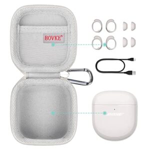 BOVKE Carrying Case for Bose QuietComfort Earbuds II/Bose QC Earbuds 2 / QuietComfort Ultra Earbuds Wireless Noise Cancelling in-Ear Headphones, Mesh Pocket for Cables Eartips, Soapstone (Case Only)