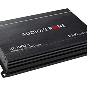 Car Audio Amplifier ZE1000.1 2000W Monoblock Class D MOSFET Subwoofer Audio, 1-4 Ohm Stable, Low Pass Crossover, Mosfet Power Supply, Stereo