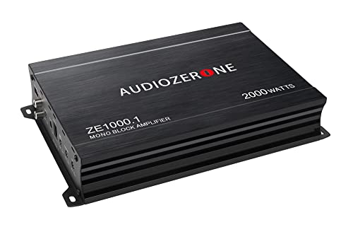 Car Audio Amplifier ZE1000.1 2000W Monoblock Class D MOSFET Subwoofer Audio, 1-4 Ohm Stable, Low Pass Crossover, Mosfet Power Supply, Stereo