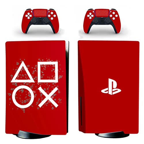 JOCHUI PS5 Standard Disc Console Controllers Game Icons Skin Sticker Decals Play Station 5 Console and Controllers Red