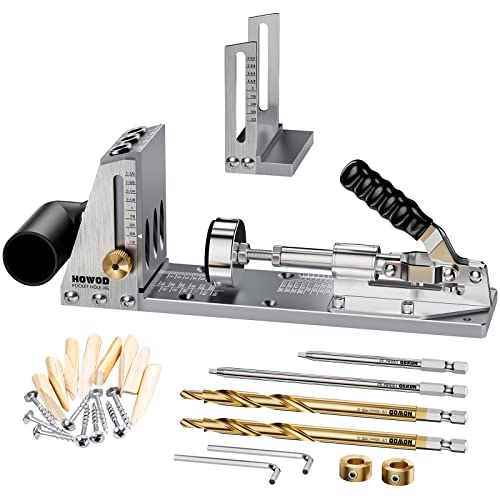 HOWOD Pocket Hole Jig Kit, Professional and Upgraded Metal Pocket Screw Jig. (Metal)