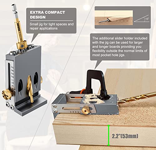 HOWOD Pocket Hole Jig Kit, Professional and Upgraded Metal Pocket Screw Jig. (Metal)