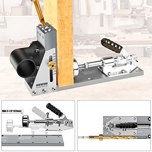 HOWOD Pocket Hole Jig Kit, Professional and Upgraded Metal Pocket Screw Jig. (Metal)