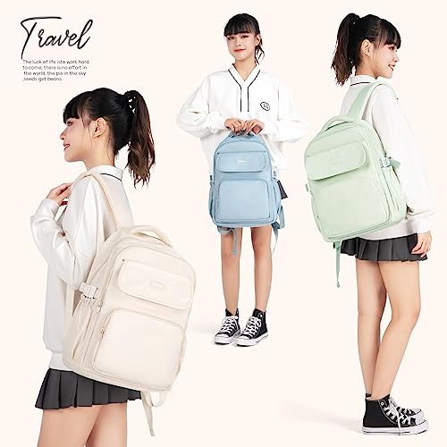 WEPOET Aesthetic College Backpacks For Women Men,Waterproof High School Back pack,Kawaii Everday Backpack For Teens Girls Boys,Student Latop Travel Backpack(Mint Green)