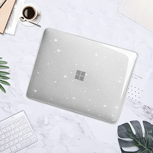 MOSISO Case Only Compatible with Microsoft Surface Laptop Go 2/1 12.4 inch 2022 2020 Release (Models: 2013 & 1943), Protective Glitter Sparkly Plastic Hard Shell Case Cover, Transparent