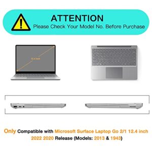 MOSISO Case Only Compatible with Microsoft Surface Laptop Go 2/1 12.4 inch 2022 2020 Release (Models: 2013 & 1943), Protective Glitter Sparkly Plastic Hard Shell Case Cover, Transparent