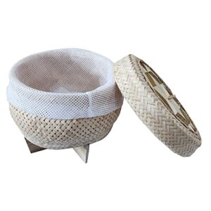 Heavens Tvcz Bamboo Rice Steamer Basket with Lid Sticky Handmade Natural Thai Wicker Cooking Glutinous Rice Free Cheesecloth Filter Free Cloth 2 piece