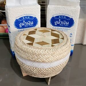 Heavens Tvcz Bamboo Rice Steamer Basket with Lid Sticky Handmade Natural Thai Wicker Cooking Glutinous Rice Free Cheesecloth Filter Free Cloth 2 piece