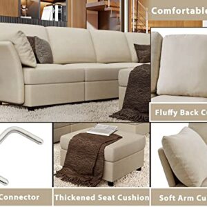 AMERLIFE Modular Sectional Couch with Ottomans- 6 Seat Sofa Couch for Living Room, Convertible U Shaped Couch with Chaise, Oversize Sofa Beige