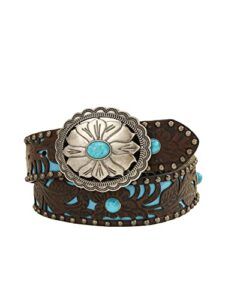 verdusa women's vintage western leather buckle belt coffee turquoise 100