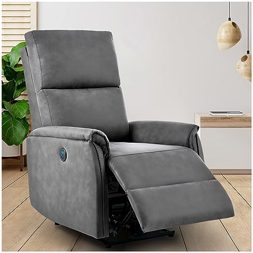 Electric Recliner Chairs, Small Power Recliner Chair on Clearance, Home Theater Recliners with USB Port, Thick Back Cushion, Ergonomic Narrow Recliner Chair for Small Spaces