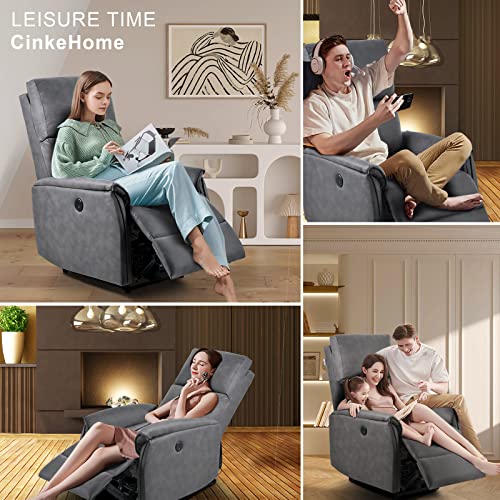 Electric Recliner Chairs, Small Power Recliner Chair on Clearance, Home Theater Recliners with USB Port, Thick Back Cushion, Ergonomic Narrow Recliner Chair for Small Spaces