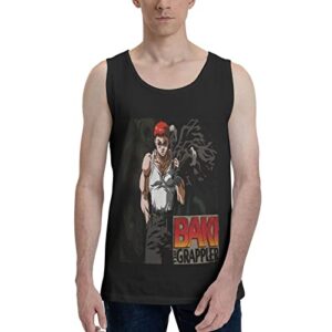 wayoqi baki the grappler men's tank tops tshirt sleeveless shirts shirt running workout cotton casual black large